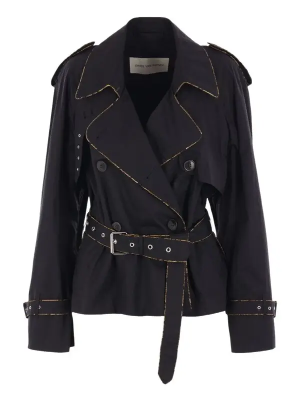 Dries Van Noten Double-breasted Lace-up Long Sleeve Coat - Black