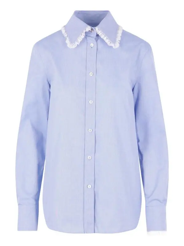 Valentino Garavani Ruffled Trim Long Sleeve Shirt - Light Blue