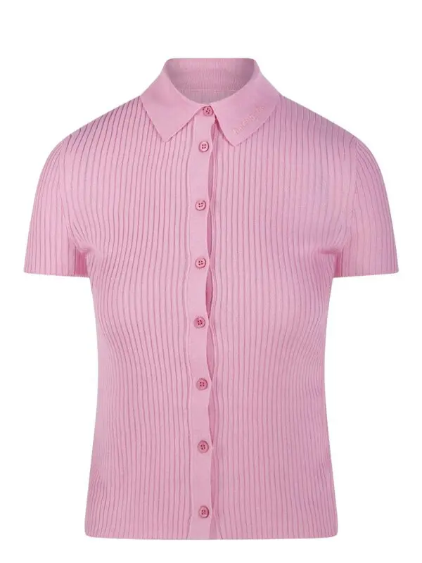 Balenciaga Short-sleeve Rib-knit Collared Top - No