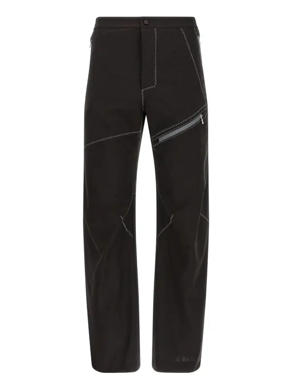 KIKO KOSTADINOV Fosco Zigzag Stitch Straight Leg Trousers - Brown