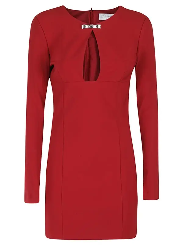 Blumarine Long Sleeve Bow Detail Dress - Red Chili Pepper