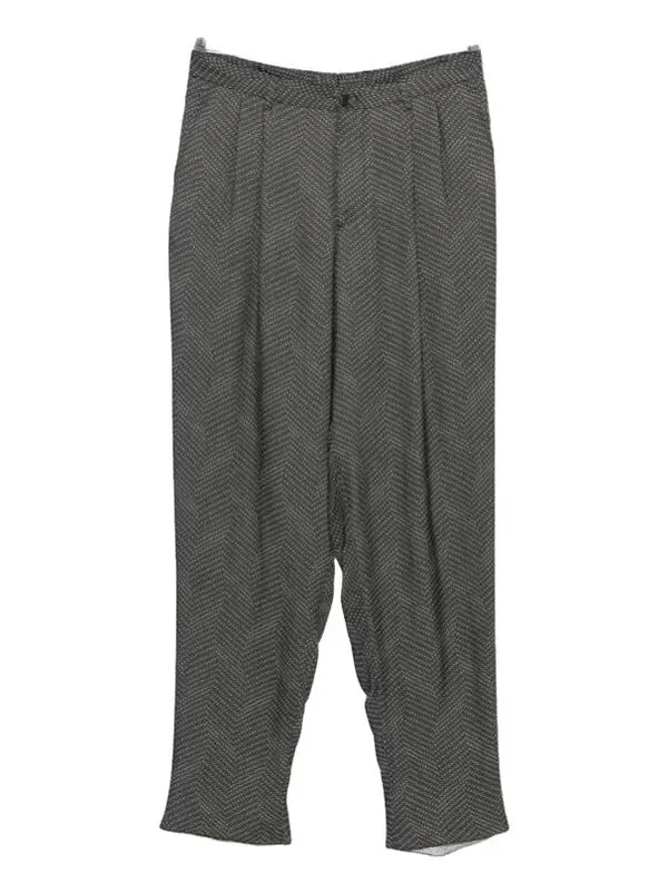Giorgio Armani Textured Chevron Pattern Tailored Trousers - Black