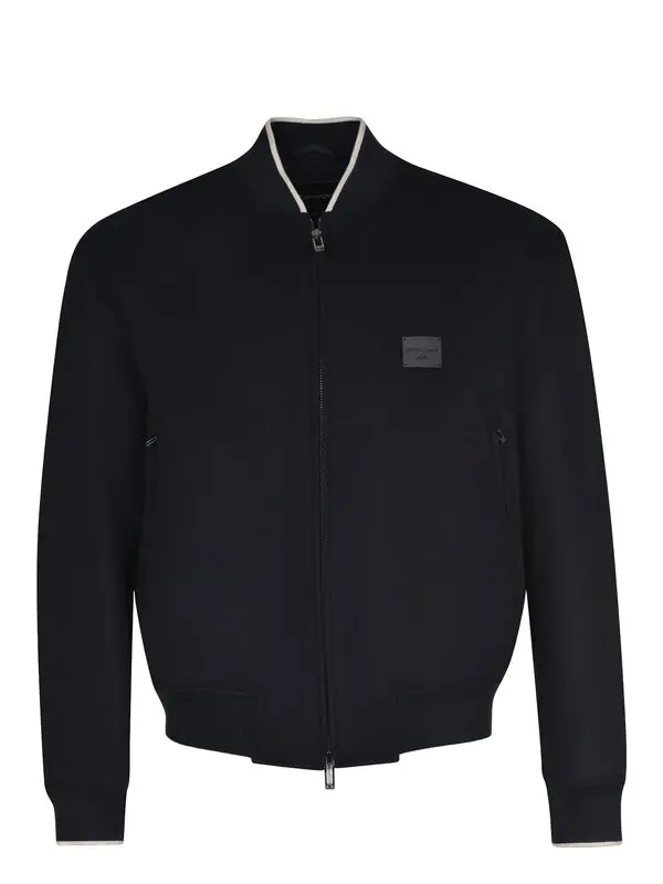 Emporio Armani Ribbed Collar Bomber Jacket - Black