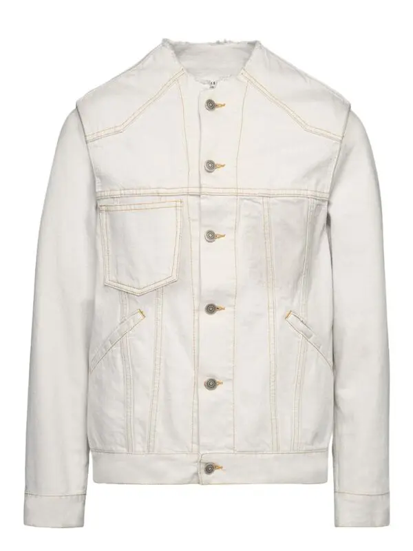 MAISON MARGIELA Collarless Buttoned Denim Jacket - White