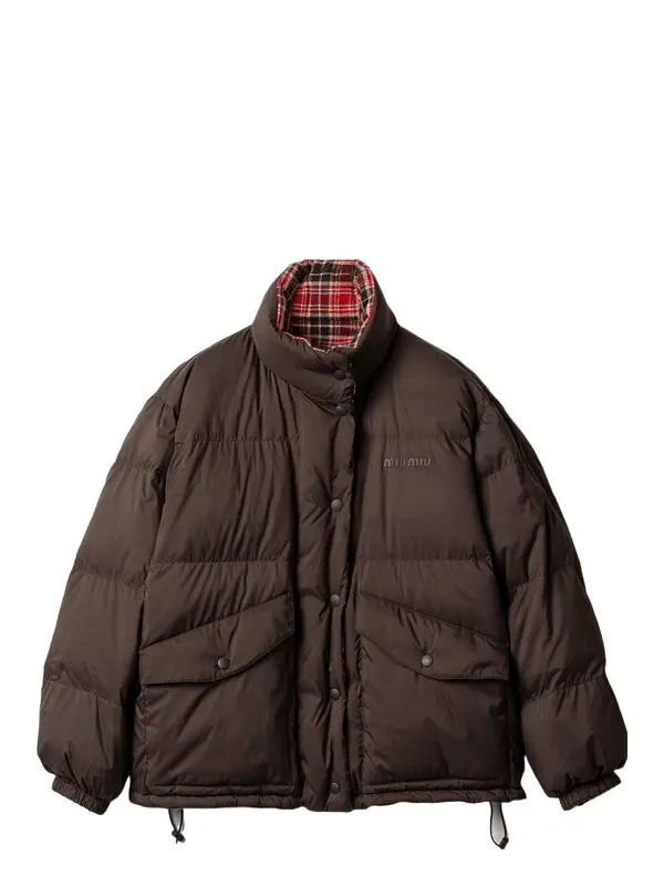 Miu Miu Zip-up Reversible Down Jacket With Stand Collar - Red/ebony