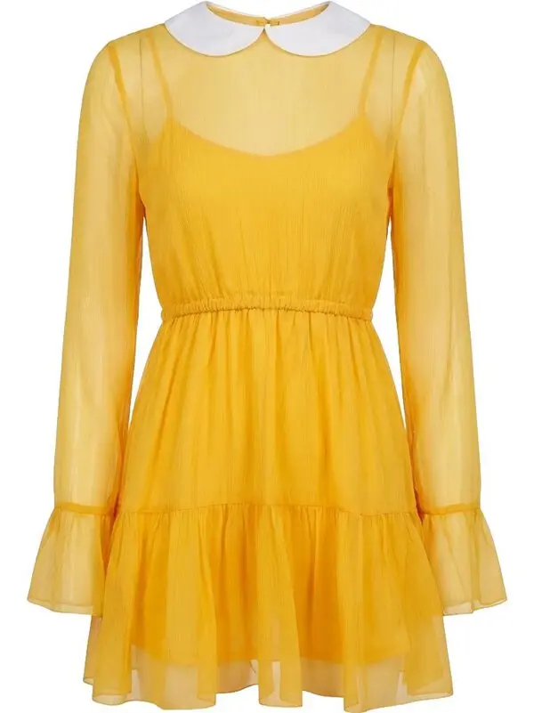 Gucci Ruffled Hem Chiffon Dress - Yellow