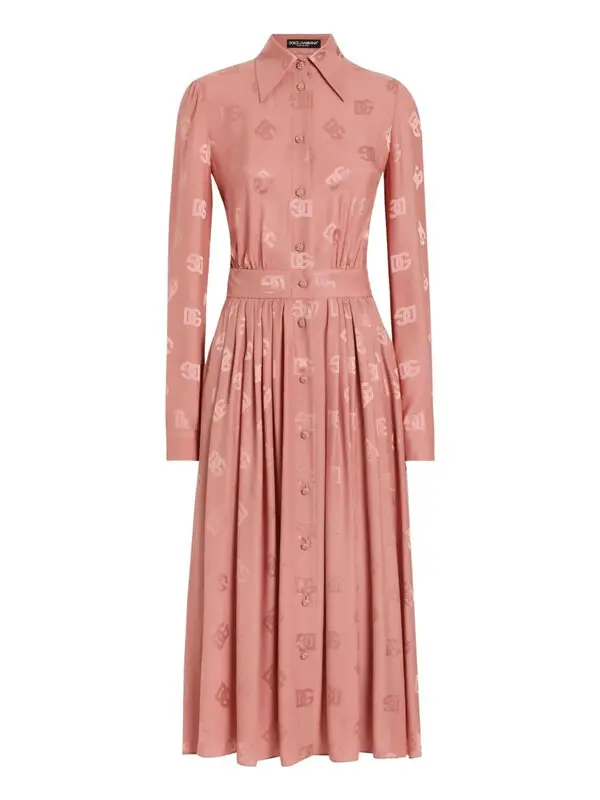 Dolce & Gabbana Dg Logo Jacquard Shirt Dress - Pink