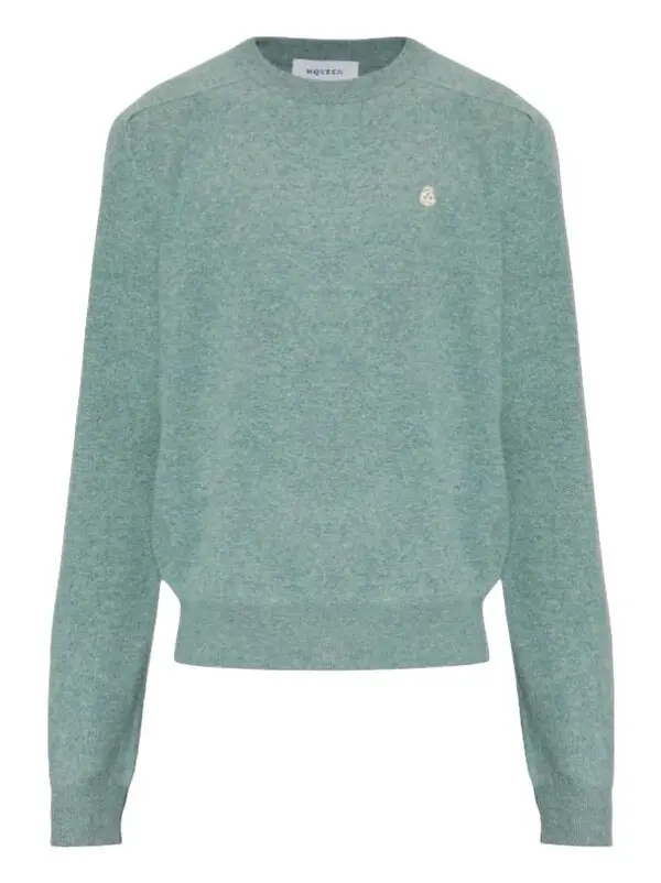 Alexander McQueen Skull Embroidered Crewneck Jumper - Green
