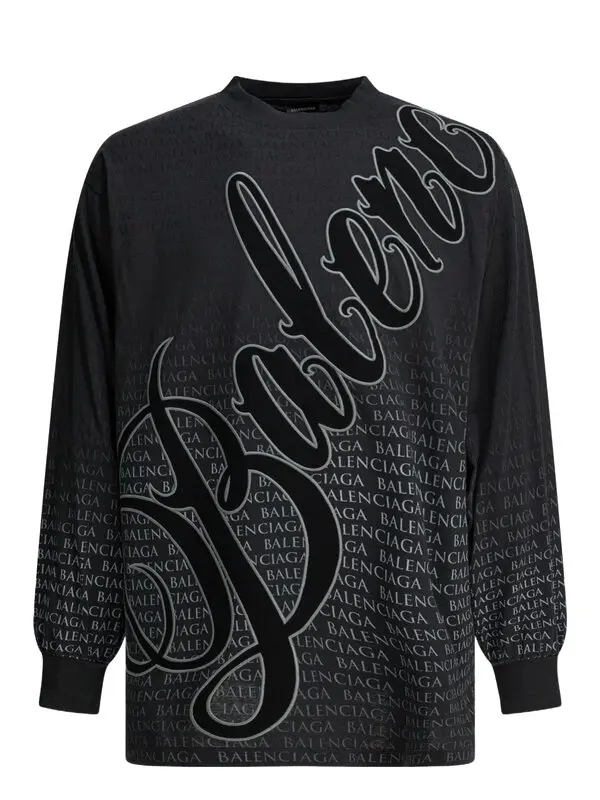 Balenciaga Logo Printed Long-sleeved T-shirt - Black