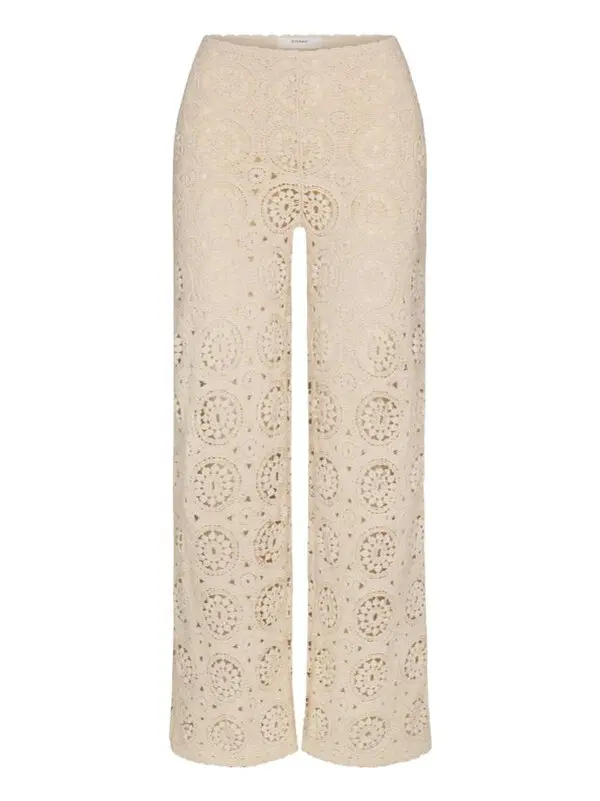 FRAME Crochet Wide-leg Trousers - Nude