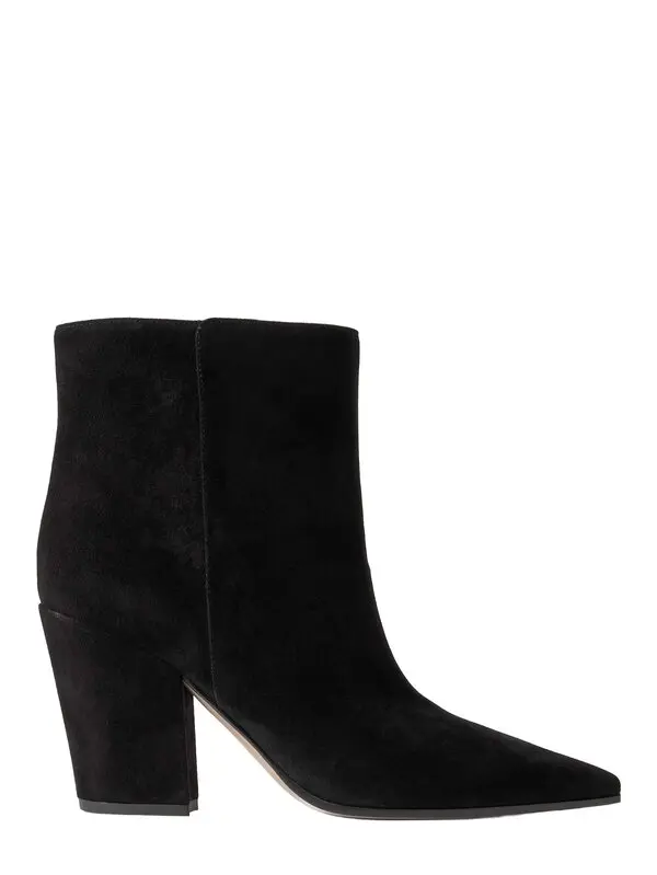 GIANVITO ROSSI Pointed Toe Block Heel Ankle Boots - Black