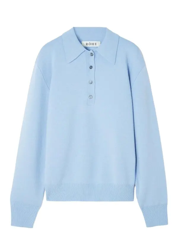 RÓHE Polo-collar Knitted Sweater - Light Blue