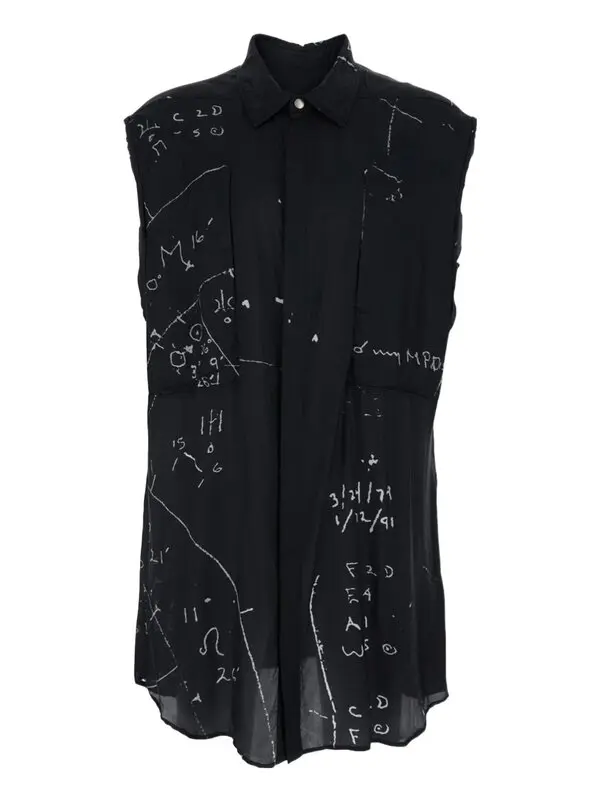 Rick Owens Sleeveless Printed Shirt - Black