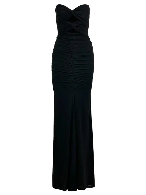 Essentiel Antwerp Strapless Ruched Maxi Dress With Cut-out Detail - Black