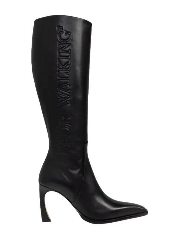 Off-White Knee High Boots With Monogram Detailing - Black
