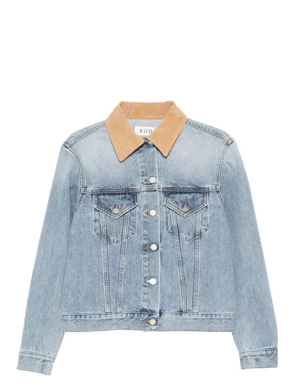RÓHE Patchwork Denim Jacket With Classic Collar - Gray