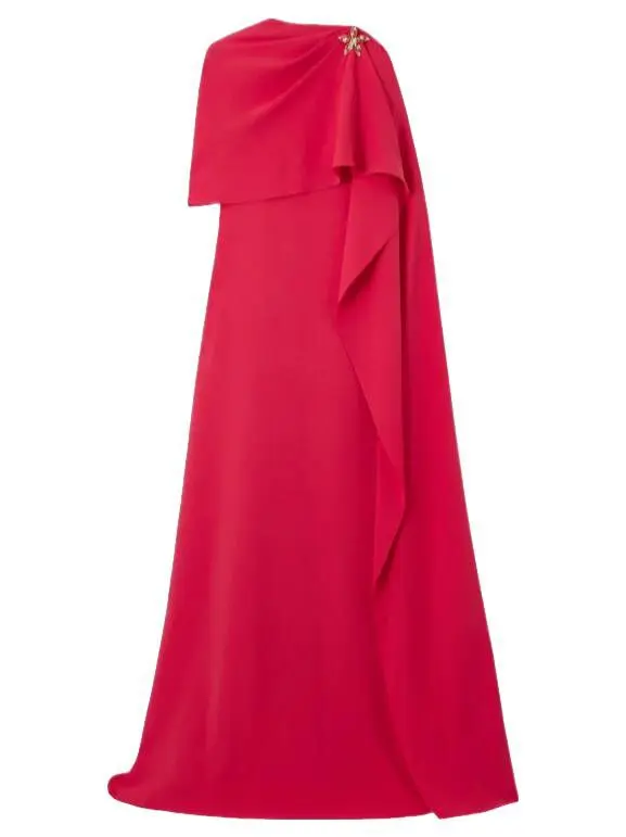 Oscar De La Renta Shawl-effect Crepe Gown - Red