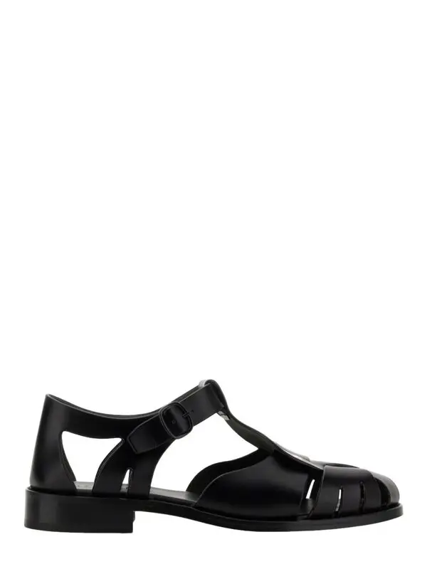 Hereu Pesca Cut-out Leather Sandals - Black