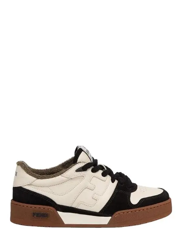 Fendi Match Lace-up Sneakers In Suede - Brown