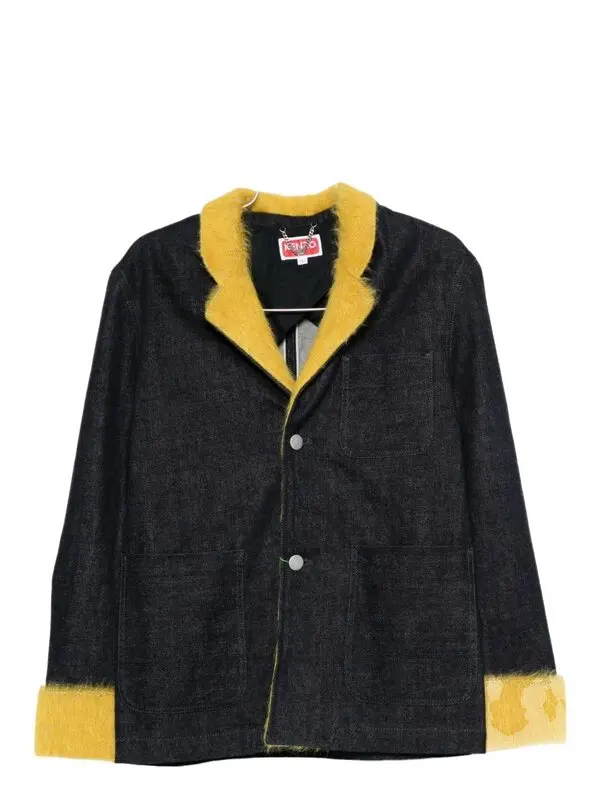 Kenzo Fur Tailored Jacket In Japanese Denim - Black