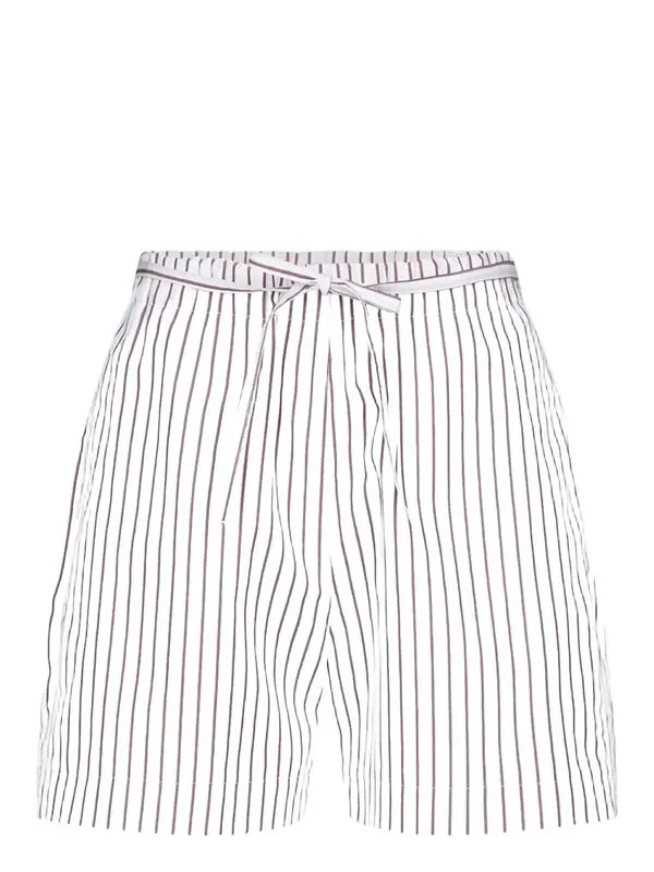 Loulou De Saison Striped Drawstring Shorts - Dark Red Light Blue
