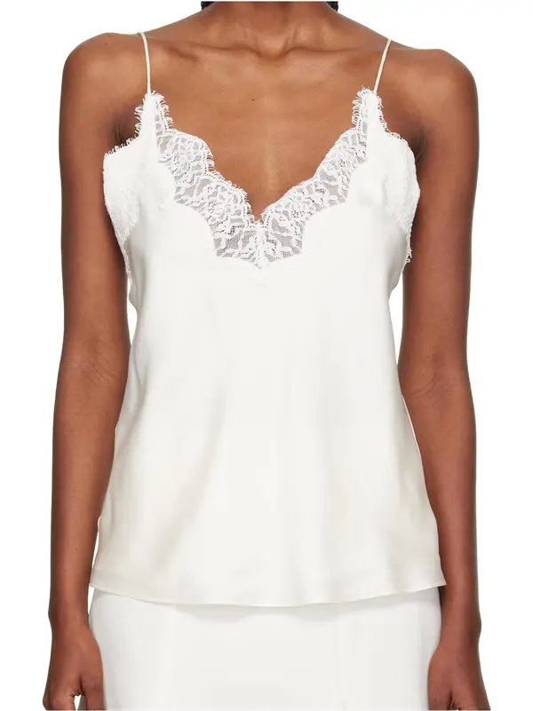 RÓHE V-neck Spaghetti Strap Camisole With Lace Detail - Cream