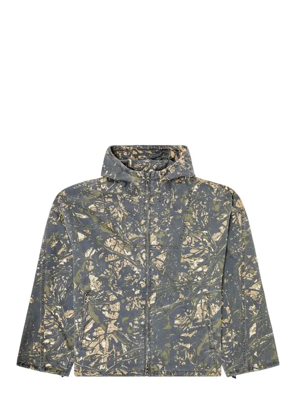 DIESEL® J-lint Jacket With Drawstring Hood And Zipper Pockets - Green/brown