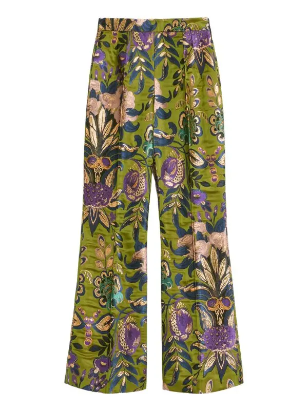Valentino Garavani All-over Floral Patterned Flared Trousers - Laurel/multicolour