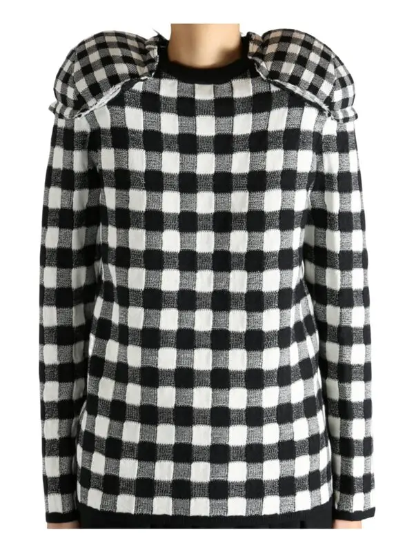 Comme Des Garçons Checkerboard Long Sleeve Sweater - Black