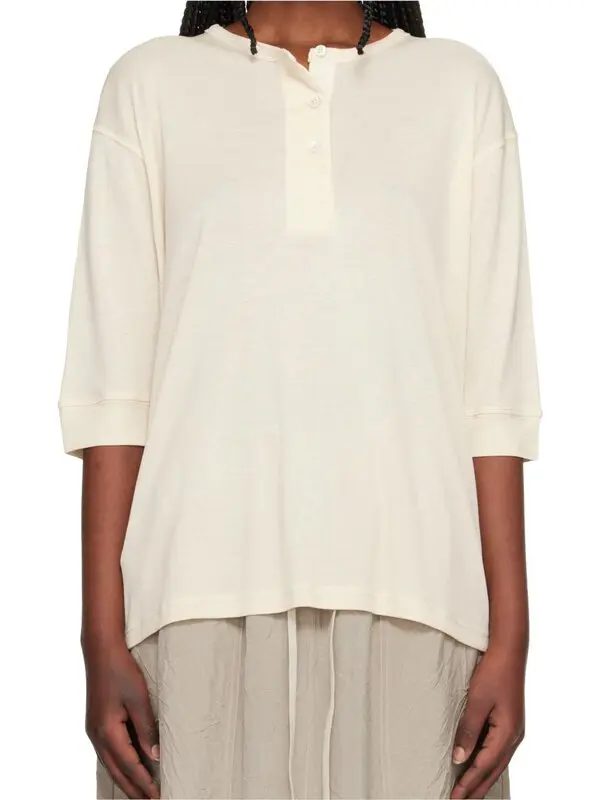 Studio Nicholson Short Sleeve Top With Three-button Front - White