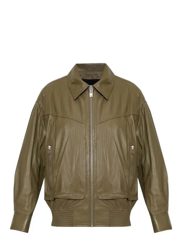 IRO PARIS Leather Zip-up Jacket - Green