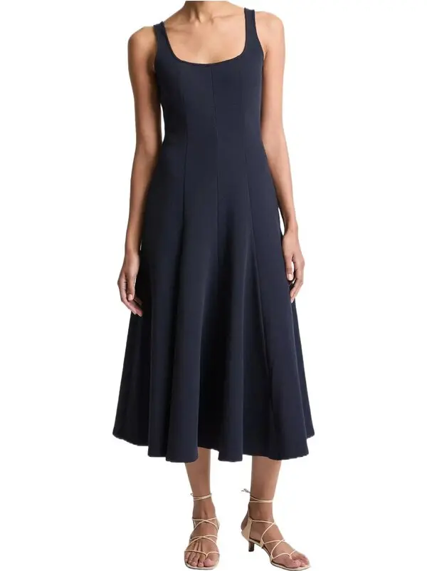 Vince Sleeveless Square Neck Midi Dress With Pockets - Eclipse
