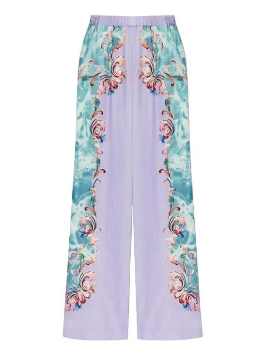 Versace Baroque Print Wide-leg Pants - Purple