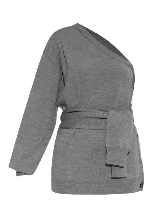 Moschino Asymmetrical Long Sleeve Knitted Top - Gray