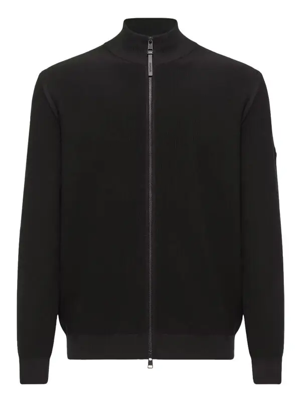 Moncler Zip-up Logo Patch Cardigan - Black