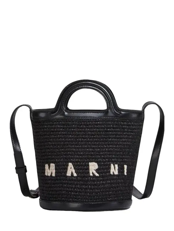 Marni Logo Embroidered Bucket Bag - Black