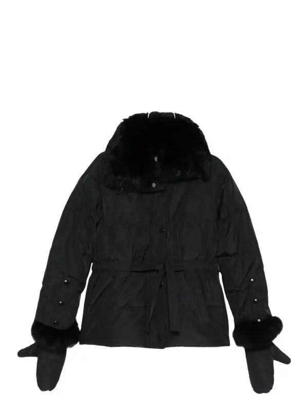 YVES SALOMON Quilted Down Jacket With Fur Trim And Drawstring Waist - Black