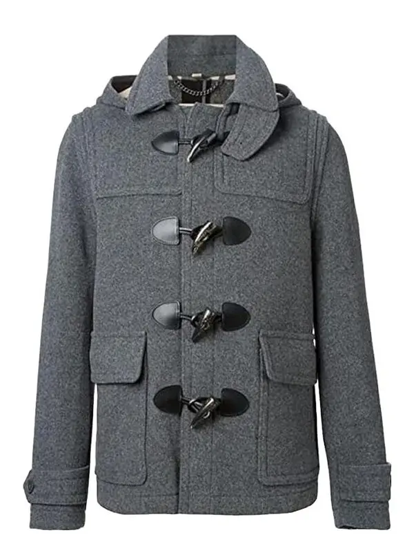 Burberry Long-sleeved Lapel Coat With Toggle Closures - Gray