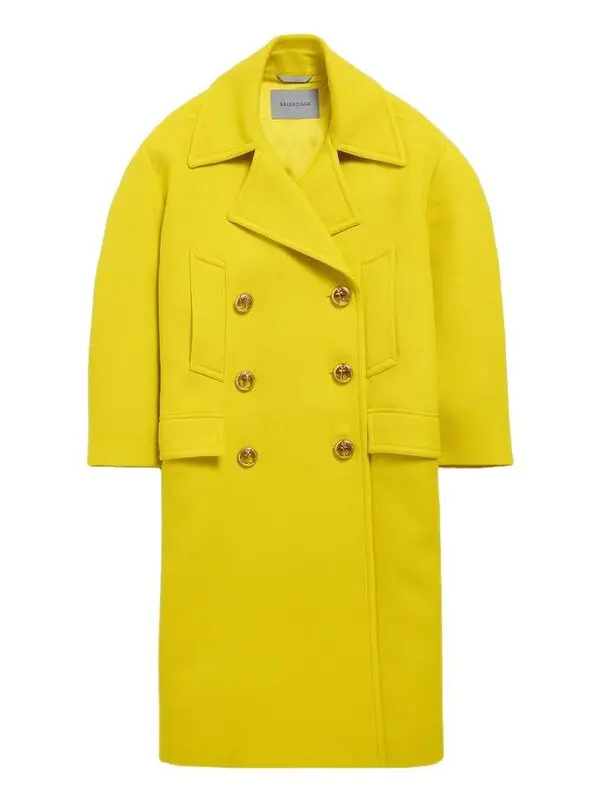 Balenciaga Double-breasted Long Pea Coat - Yellow