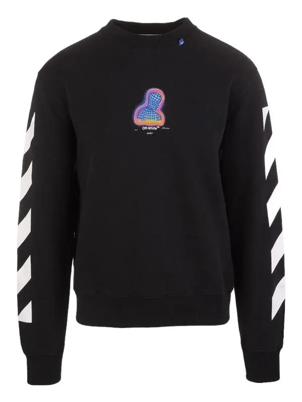 Off-White Diagonal Stripe Crewneck Sweatshirt - Black