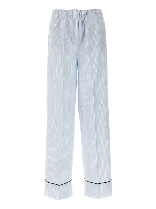 Prada Striped Straight Leg Trousers - Light Blue