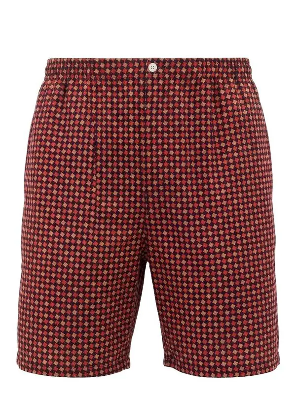 Gucci Mid Rise Houndstooth Tailored Shorts - Red