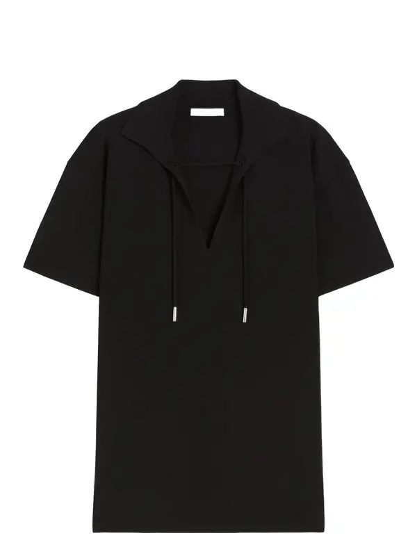 Max Mara Short-sleeved Drawstring Polo Shirt - Black