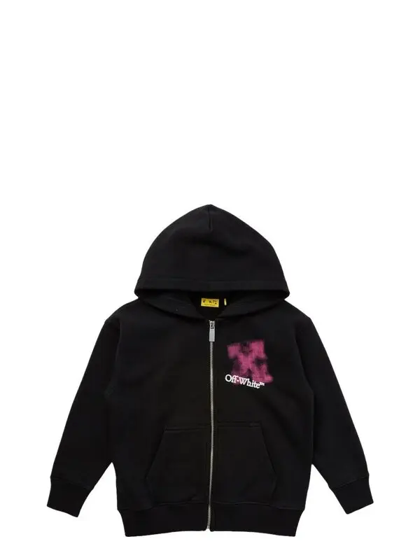 Off-White Logo-print Zip-up Hoodie - Black