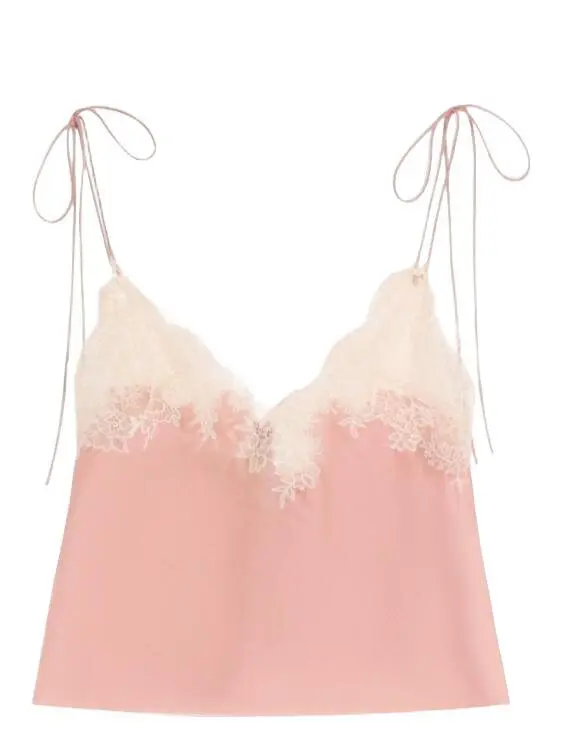 Valentino Garavani Sleeveless Lace Trim Camisole - Pink