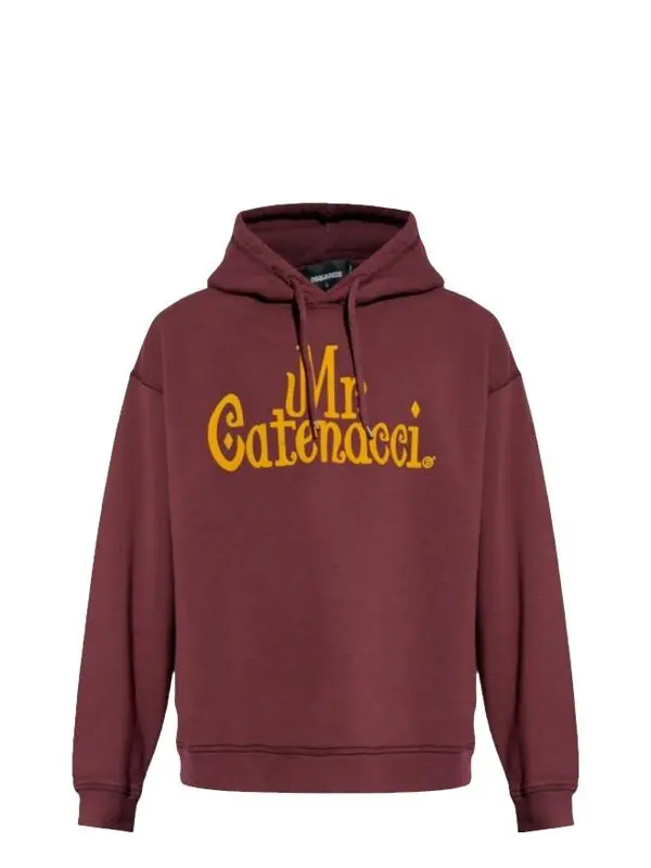 Dsquared2 Printed Logo Hoodie - Burgundy Red