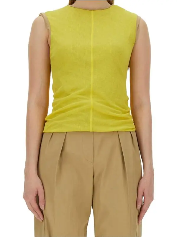 Sportmax Sleeveless Crewneck Top With Visible Seams - Yellow