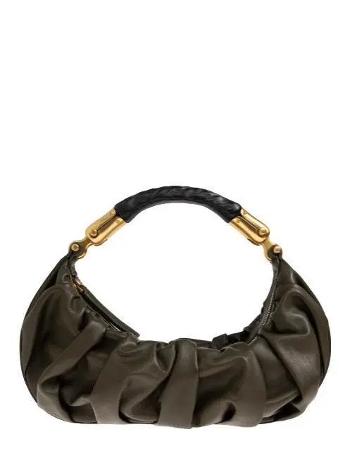 Balmain Ruched Top Handle Bag - Black