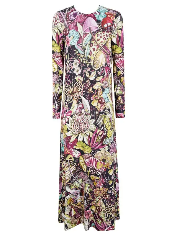 La DoubleJ Graphic Print Long Sleeve Dress - Multicolor