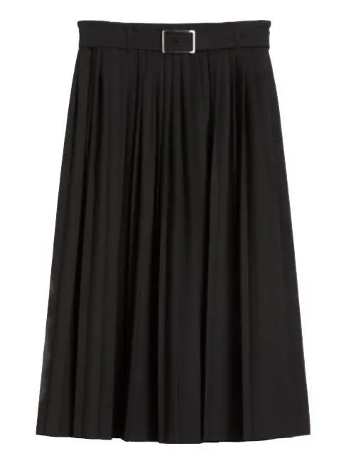 Sportmax Belted Pleated Midi Skirt - Black